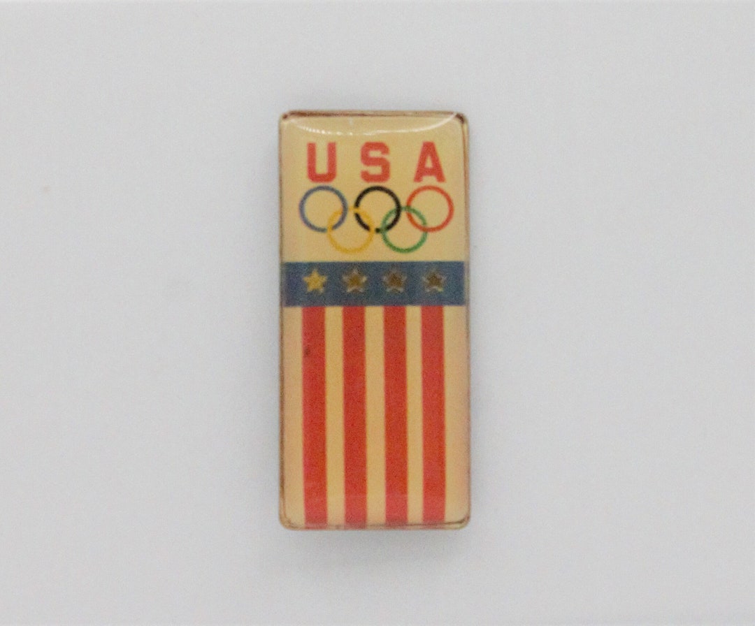 Vintage 1980s Olympics Team USA Pin Stars and Stripes Ring Logo Enamel ...