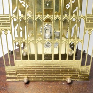 Vintage Brass Gothic Cathedral Clock Glass Dome Pendulum Bell Tone ...