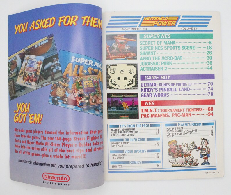 Nintendo Power 1993 Secret of Mana for Super Nintendo Jurassic - Etsy
