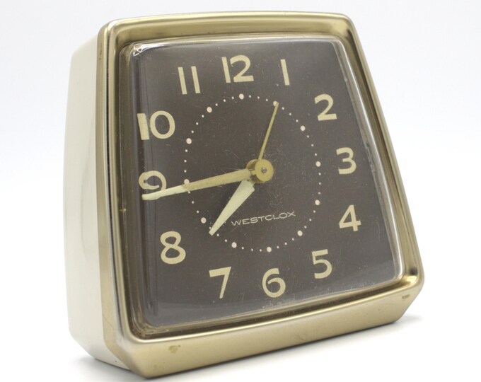 Vintage Mid-century Alarm Clock Nightstand Wind up Mechanical Bell ...