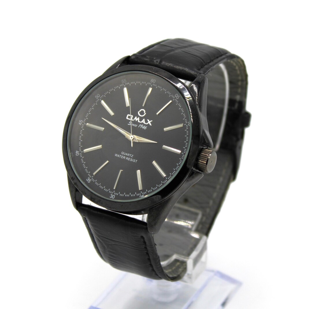 Vintage Omax Black and Chrome Wristwatch Quartz Analog Large Dial ...