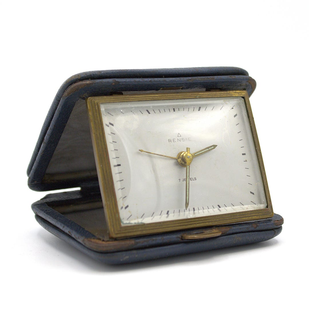 Vintage Rensie Travel Alarm Clock Art Deco German Made 7 Jewel Brass ...