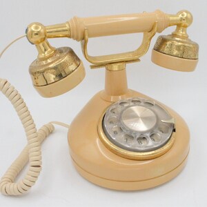 Vintage Telephone Western Electric French Rotary Phone Beige Tan and ...