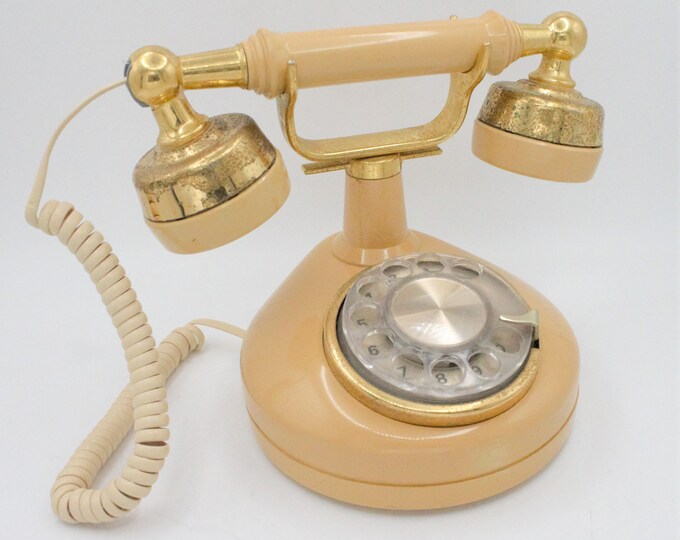 Vintage Telephone Western Electric French Rotary Phone Beige Tan and ...