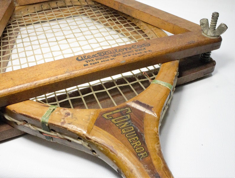 Antique 1920s Tennis Racket Wooden Live Wilson Conqueror in - Etsy