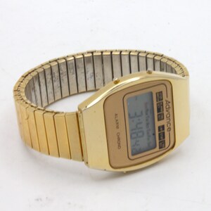 Vintage 1980s Digital Watch Polished Gold Tone With Chronograph Stop ...