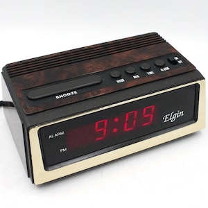 Vintage Digital Alarm Clock Electronic Red LED Time Display Simulated ...