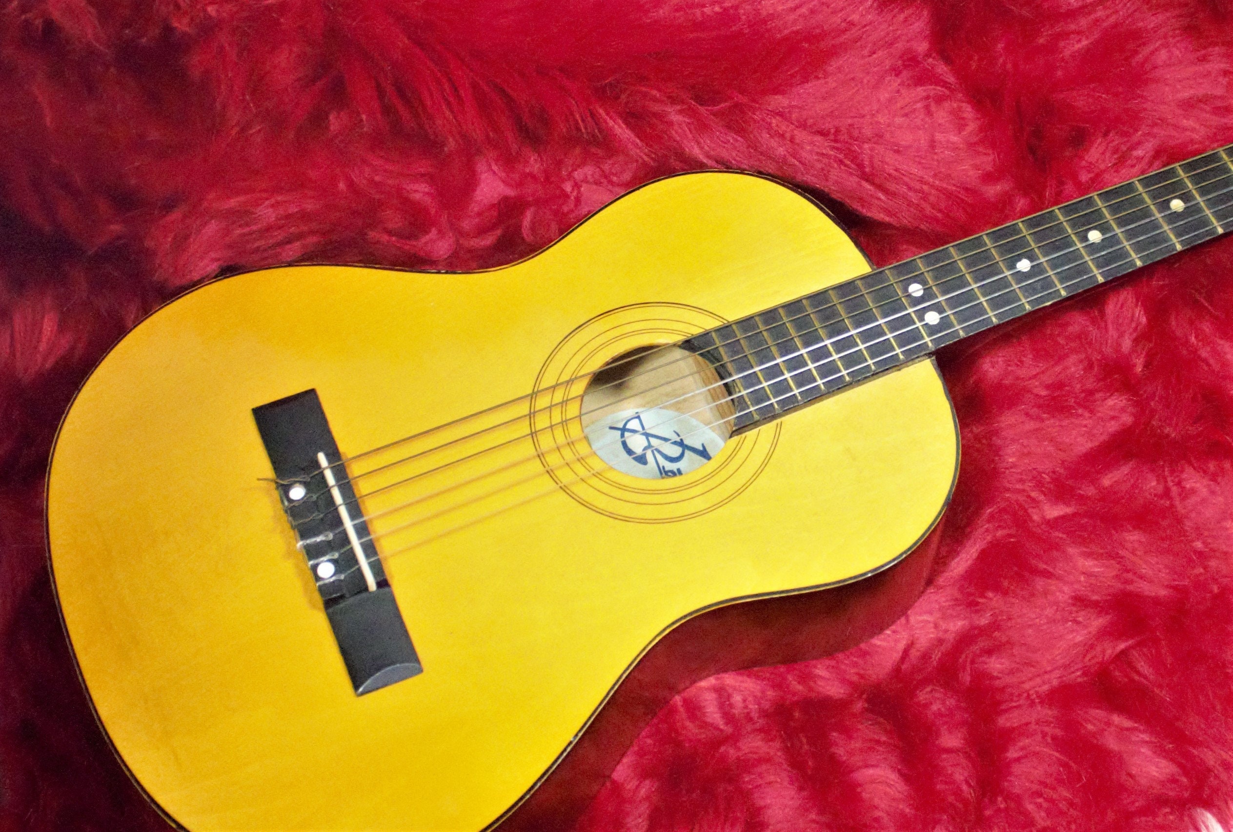 Vintage Acoustic Mini Guitar Bestler Light Dark Wood Pine Brass ...