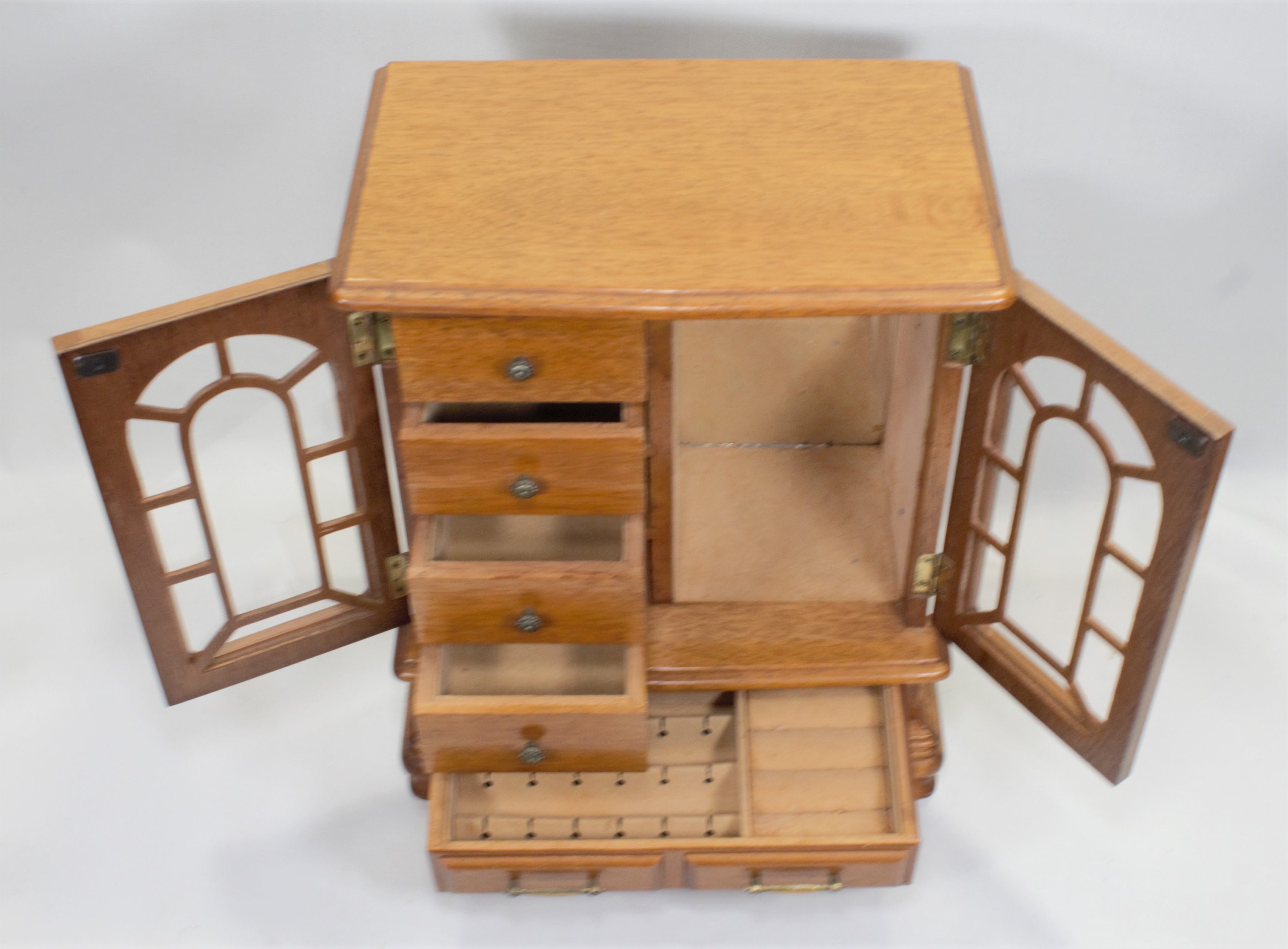 Vintage MELE Jewelry Cabinet Music Box Wood Brass Hardware 5 - Etsy