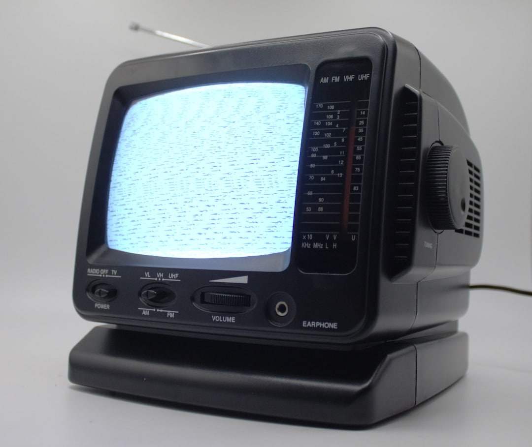 Vintage 5 B&W TV Mini Portable Tube Television Set AM/FM Radio Receiver ...