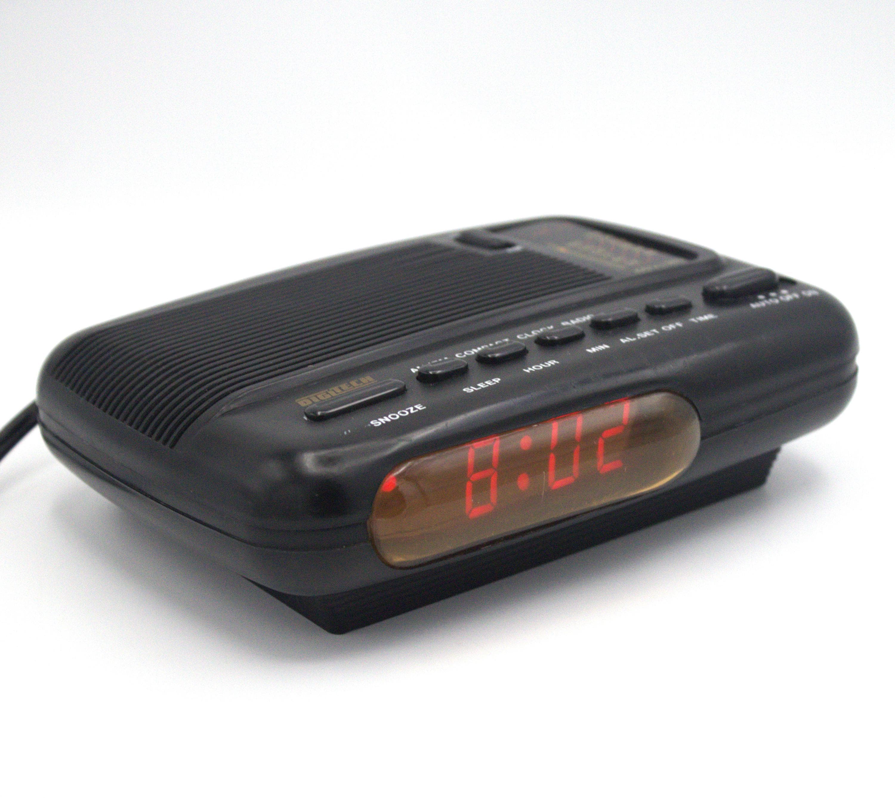 Vintage 1980s Digital Alarm Clock Radio AM/FM Receiver Red LED Lighted ...