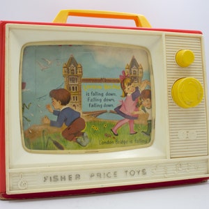 Vintage 1966 Fisher Price Two Tune Giant Screen TV Music Box Plays ...