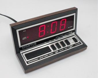 Vintage Digital Alarm Clock Red LED Light Time Display - Etsy