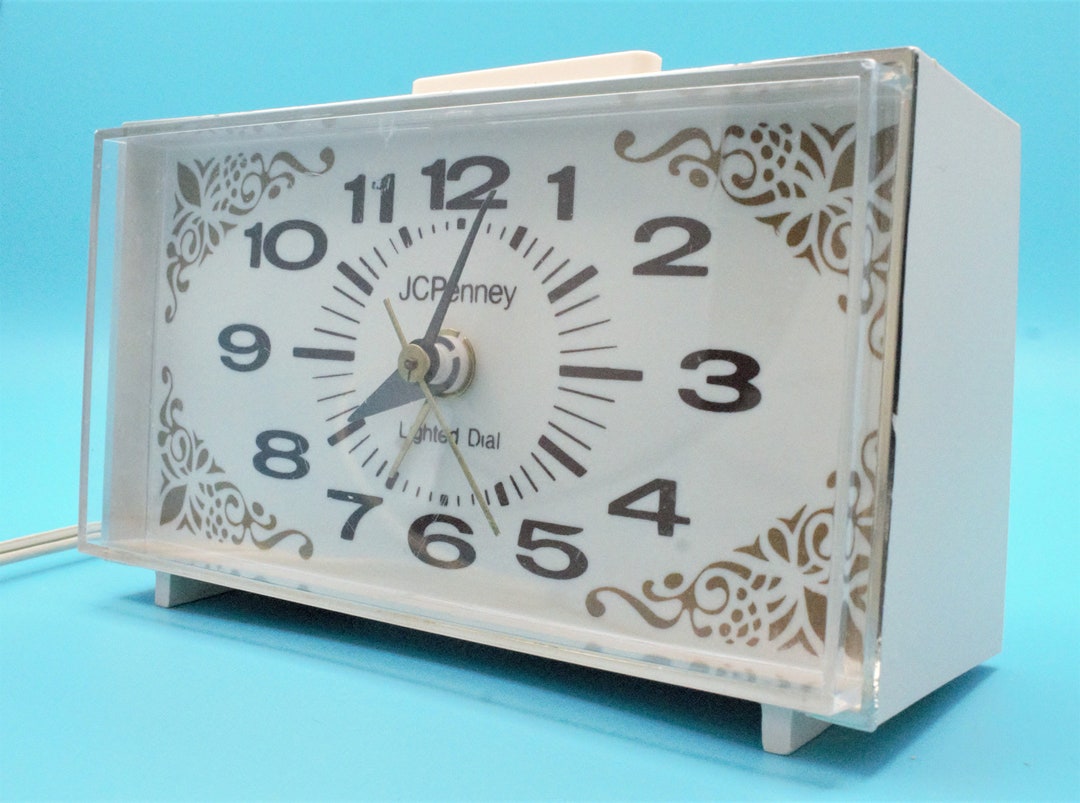 Vintage Mid-century Mod Alarm Clock Lighted Dial Electric Analog Ornate ...