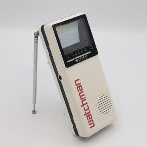 Vintage 1980's Sony Watchman TV Mini Portable Television Black & White ...