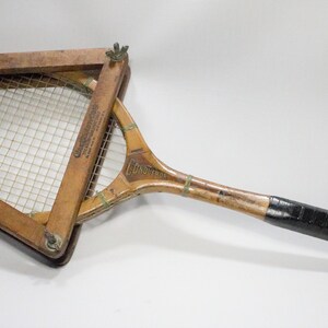 Antique 1920s Tennis Racket Wooden Live Wilson Conqueror in Wood Frame ...