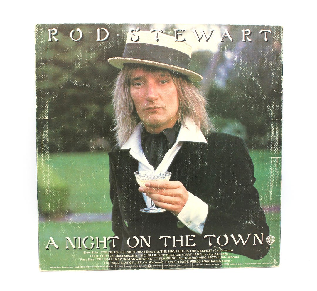 Vintage 1970s Vinyl Rod Stewart A Night on the Town Album 12" Stereo LP ...