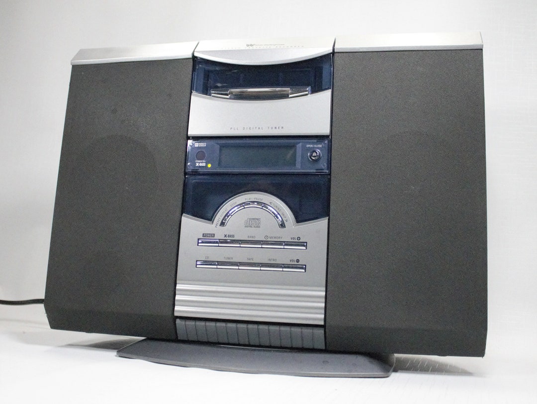 Vintage Vertical CD Micro System Stereo Cassette Tape Player Cool Sleek ...