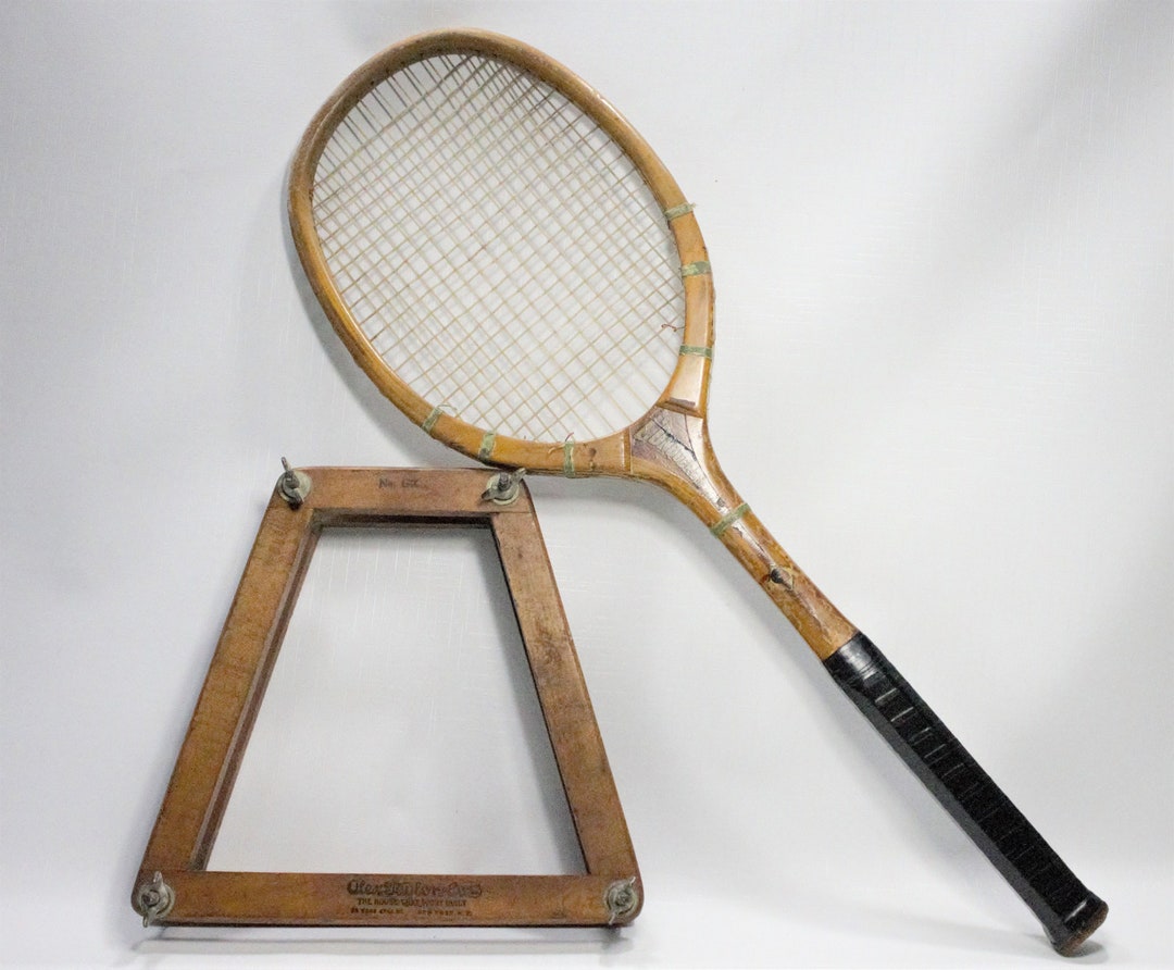 Antique 1920s Tennis Racket Wooden Live Wilson Conqueror in Wood Frame ...