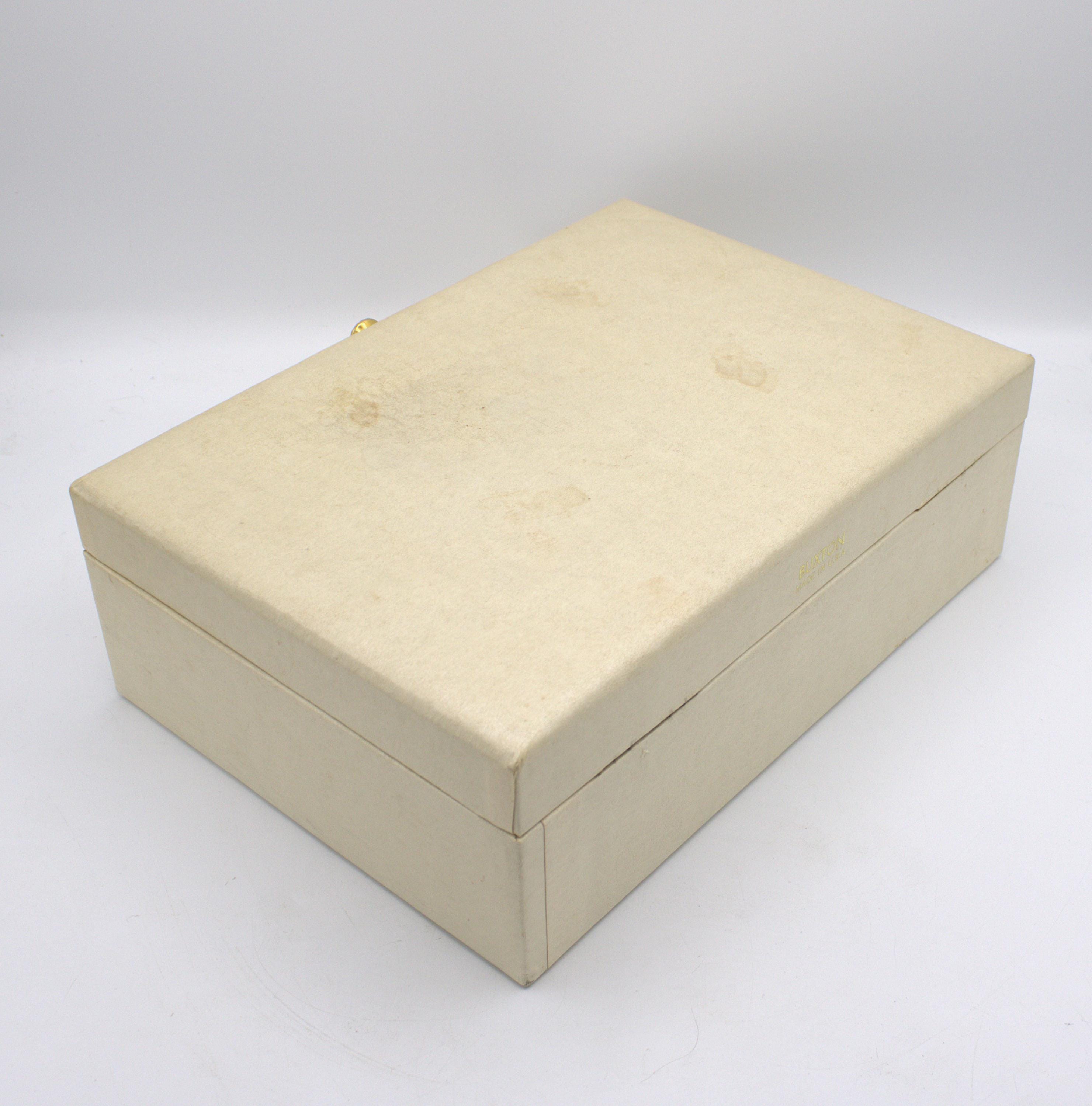 Vintage Buxton Jewelry Box Mid-century White Gold Vinyl Red Velvet ...