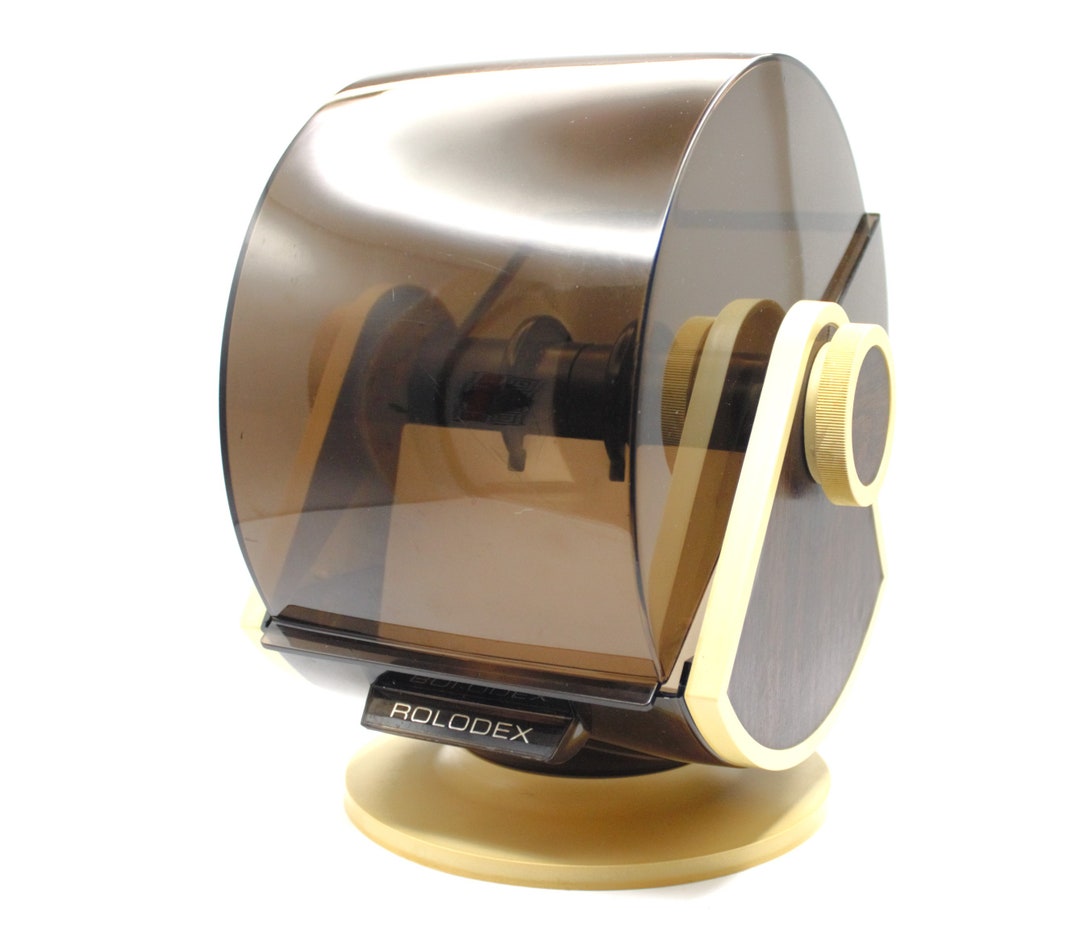 Vintage Rolodex Desktop Contacts Organizer Woodgrain Mod Design ...