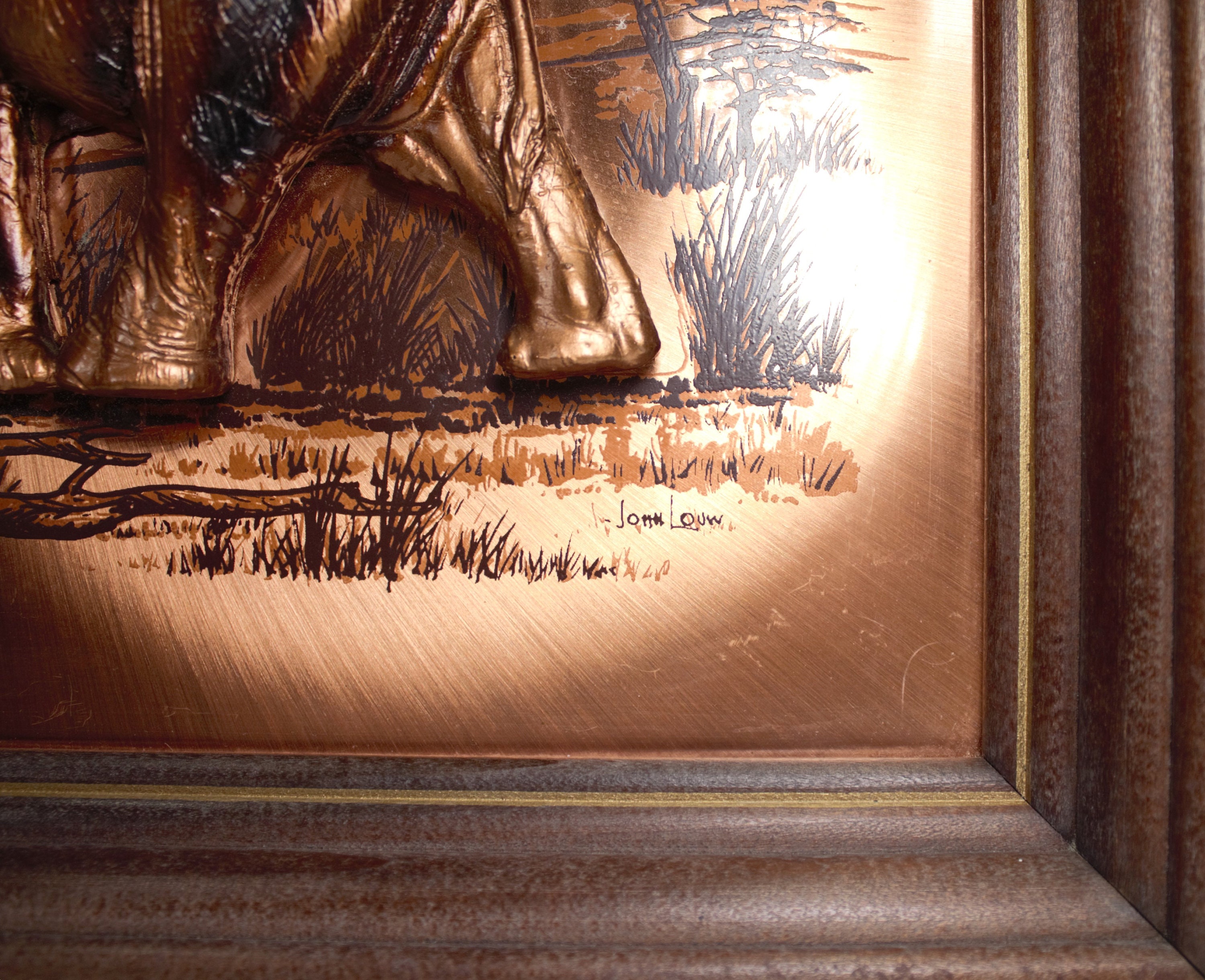 Vintage 1970s Copper Wall Art African Tusked Elephants 3D Sculpture ...