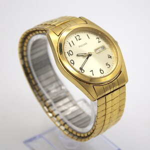 Vintage Pulsar Men's Wristwatch Gold Tone With White Analog Dial ...