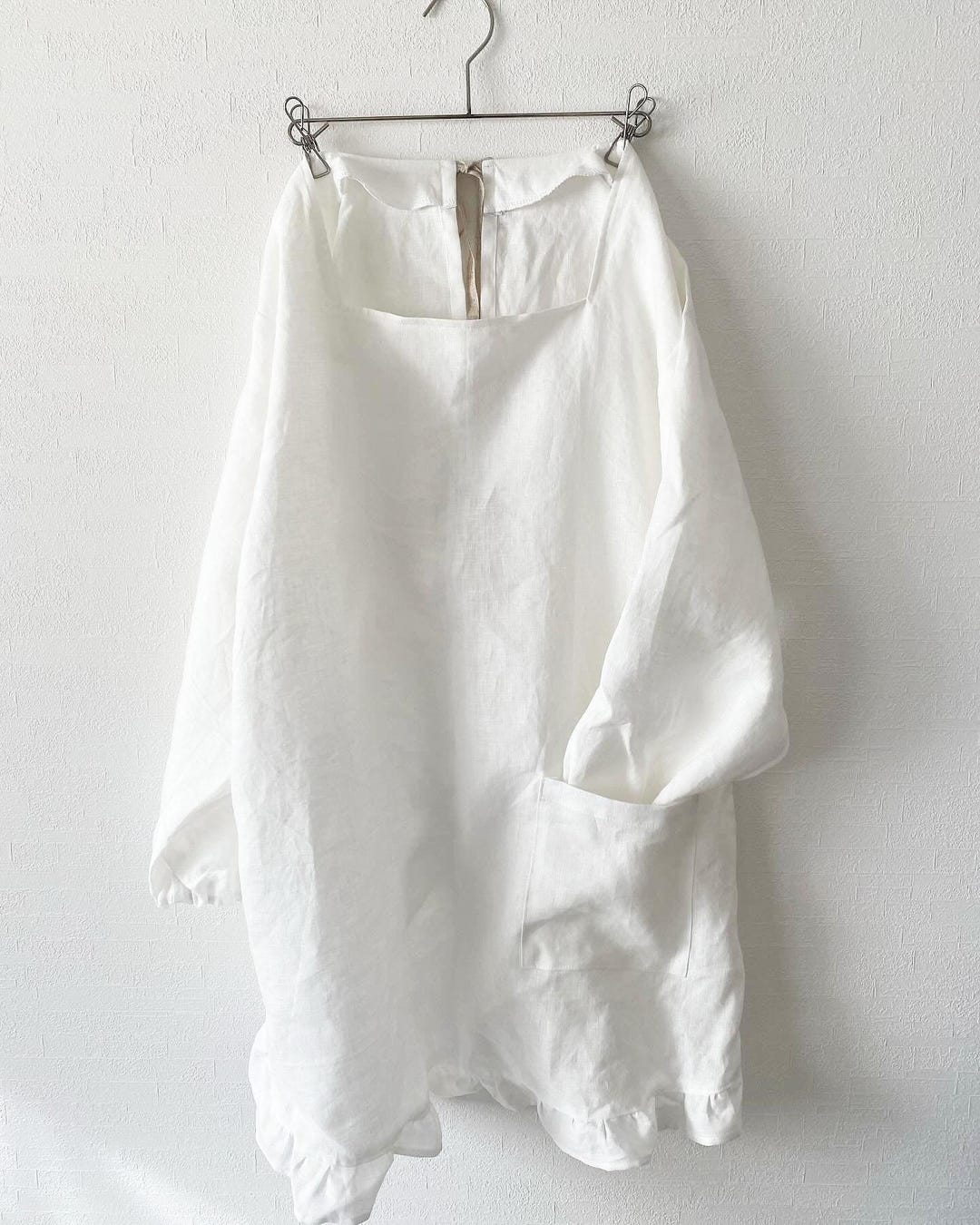 Japanese Kappogi Apron – 100% Linen【[knee-length X White]】 - Etsy