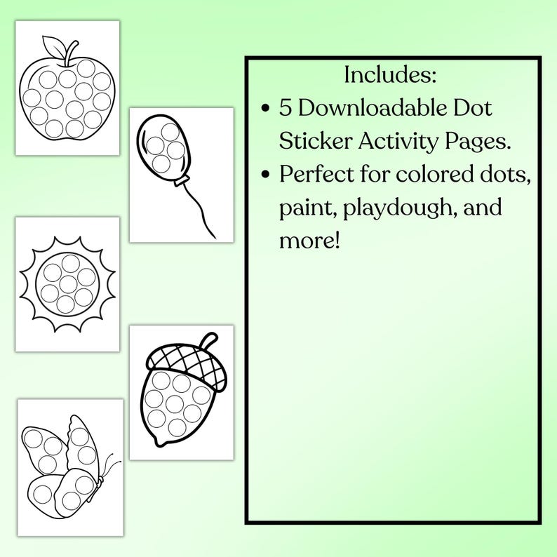 Dot Sticker Activity, Preschool Coloring Pages (digital Download) - Etsy
