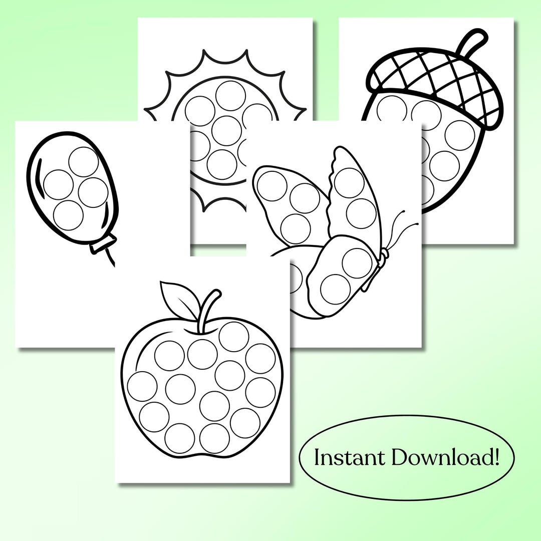 Dot Sticker Activity, Preschool Coloring Pages (digital Download) - Etsy