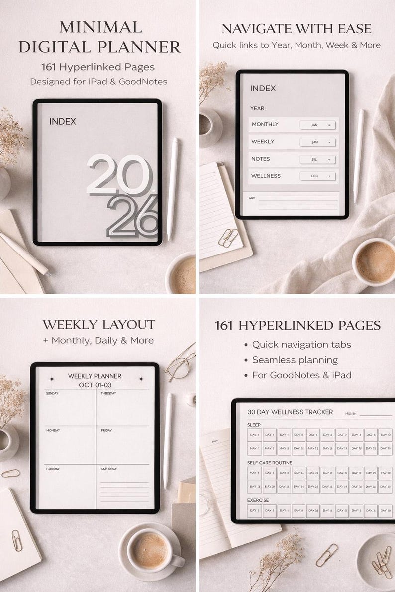 Simple Digital Planner | 2026 Planner | Minimalist Planner | Daily ...
