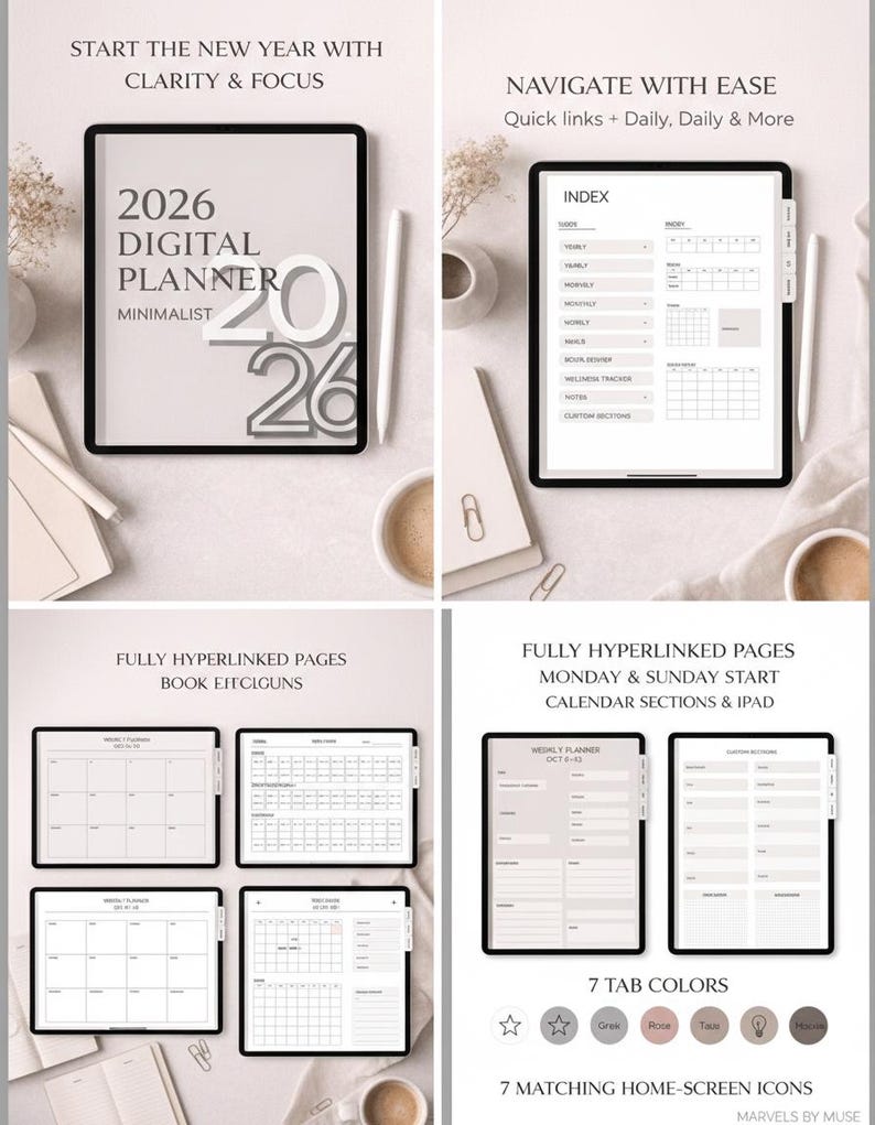 Simple Digital Planner | 2026 Planner | Minimalist Planner | Daily ...