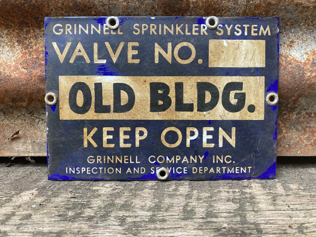 Vintage Fire Department Sign Grinnell Sprinkler System Sign Porcelain ...