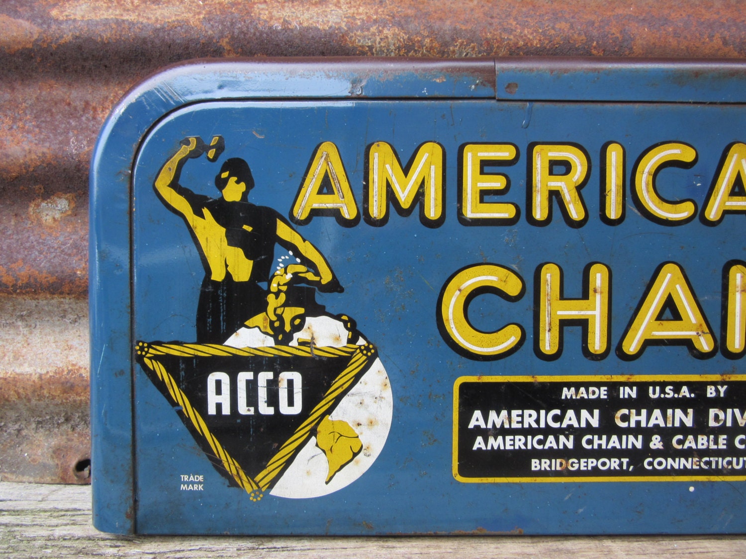 Vintage Metal Sign AMERICAN Chain & Cable Company Bridgeport - Etsy