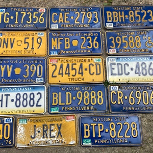 Choice of Pennsylvania License Plate 1970s, 1980s, 1990s, 2000s Era Pa ...