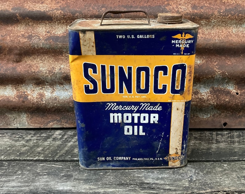 Vintage Original Sunoco Motor Oil Can 2 Gallon Sun Oil Company - Etsy