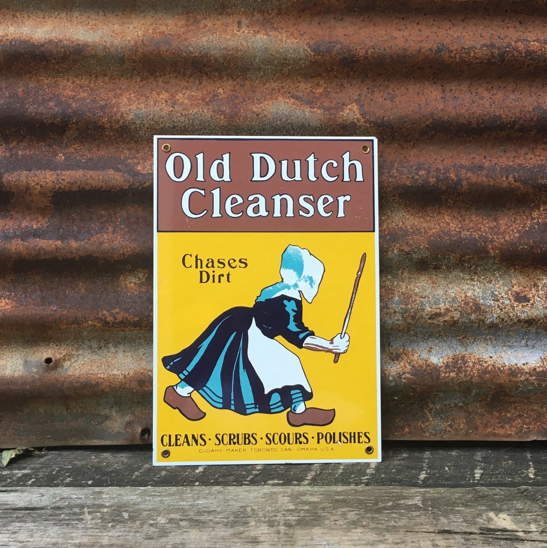 Vintage Old Dutch Cleanser Porcelain Sign Enamel Over Metal Collectible ...