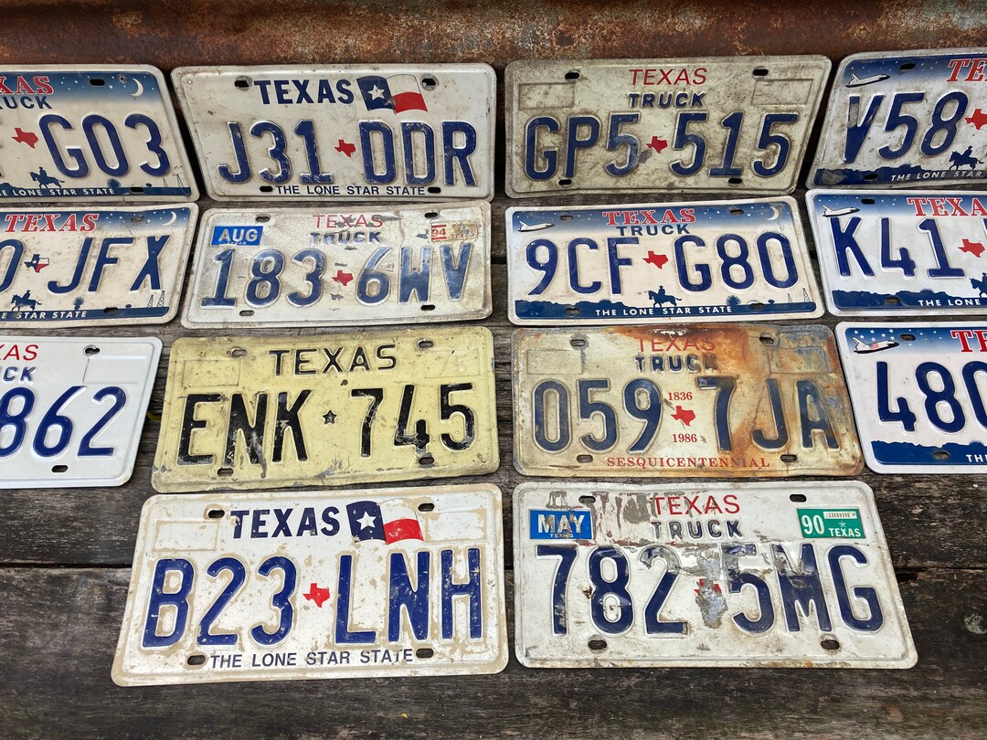 Choice of Texas License Plate 1980s 1990s Era 80s 90s Lone Star Staye ...