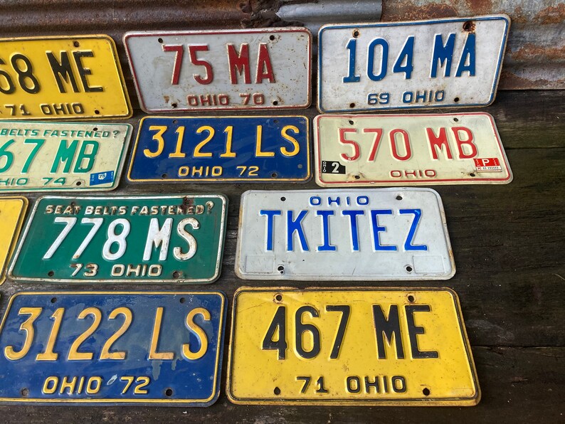 Choice of Ohio License Plate 1969, 1971, 1970, 1974, 1972, 1973 ...