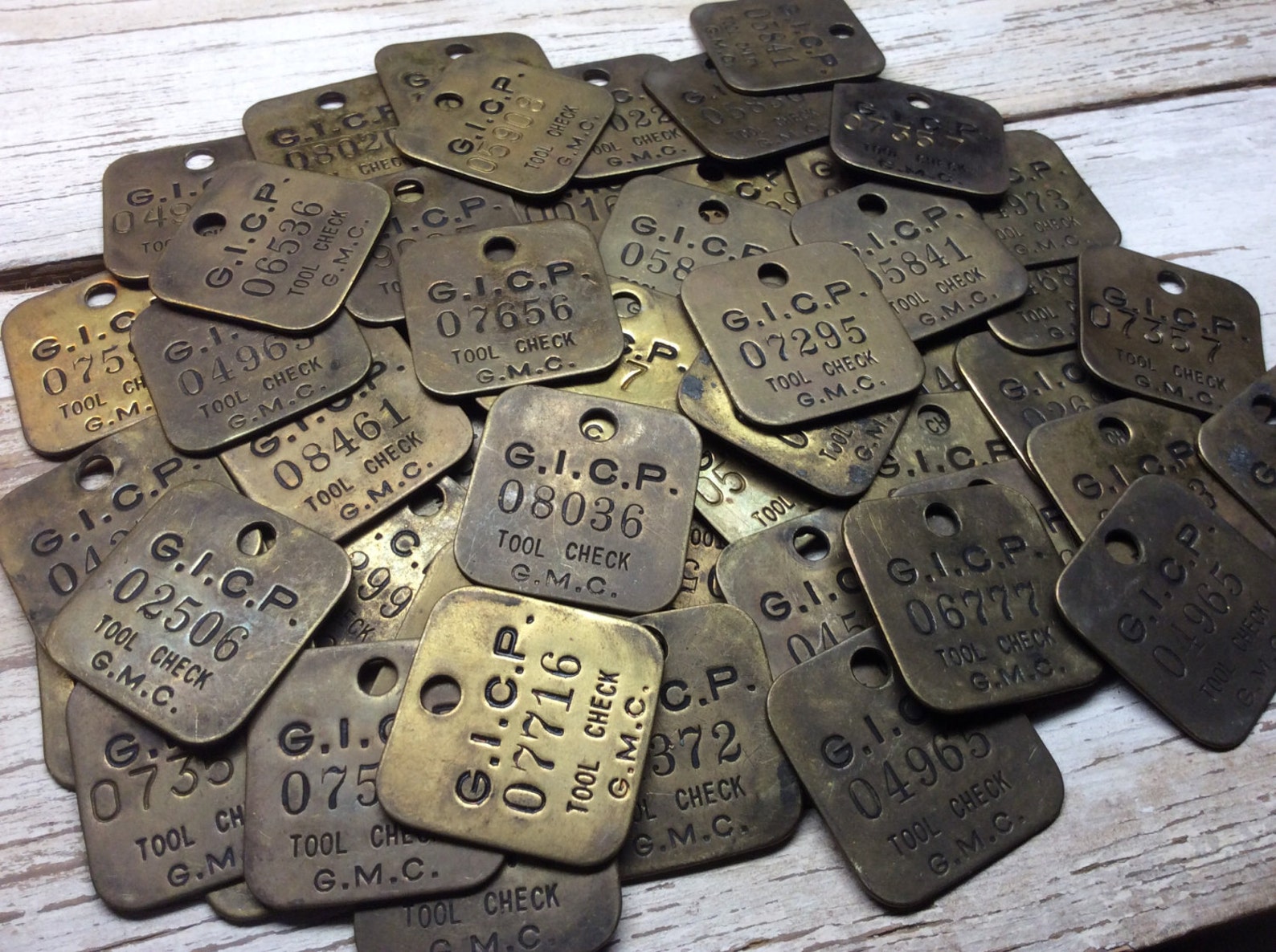 Vintage Brass Tag General Motors GMC Chevy Chevrolet Tool Check Plant ...