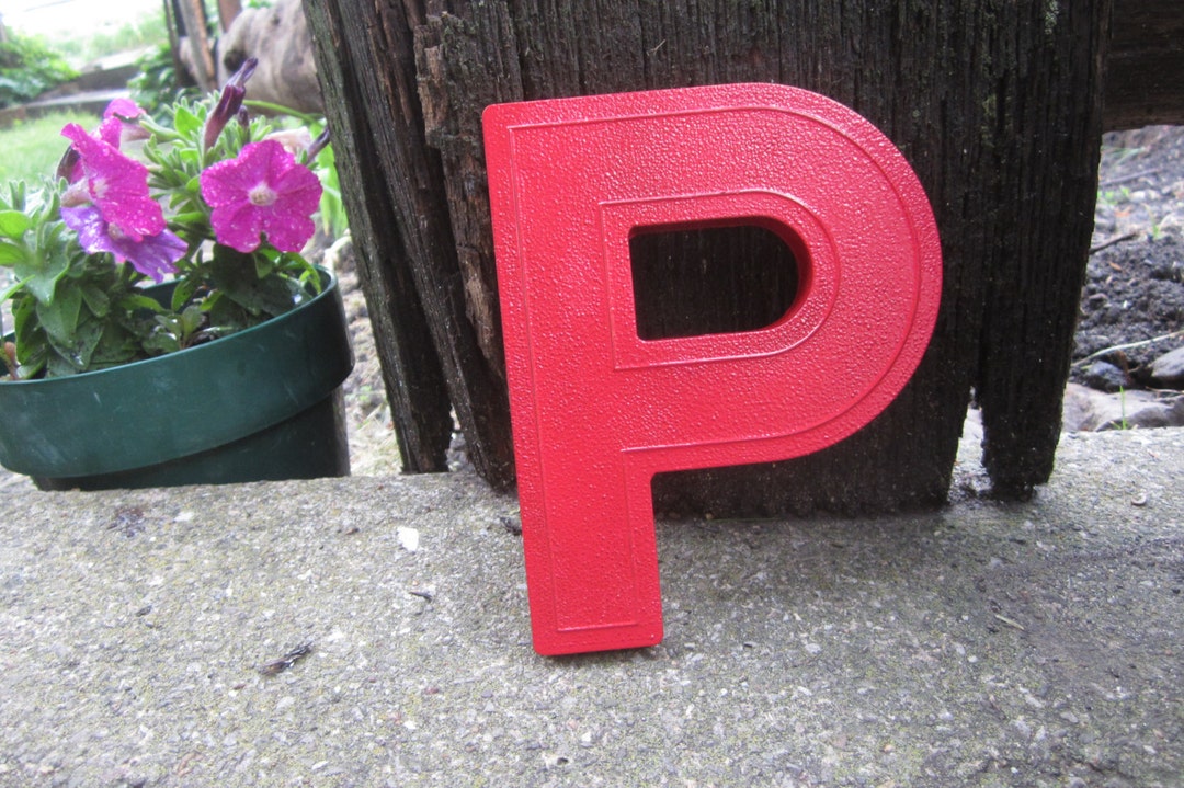 Vintage Marquee Letter Sign 6 1/4 Inch Tall Letter P Sign Painted Red ...