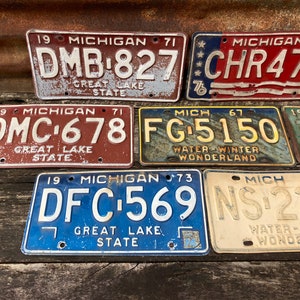 Choice of Michigan License Plate Vintage 1974, 1971, 1976, 1970, 1967 ...