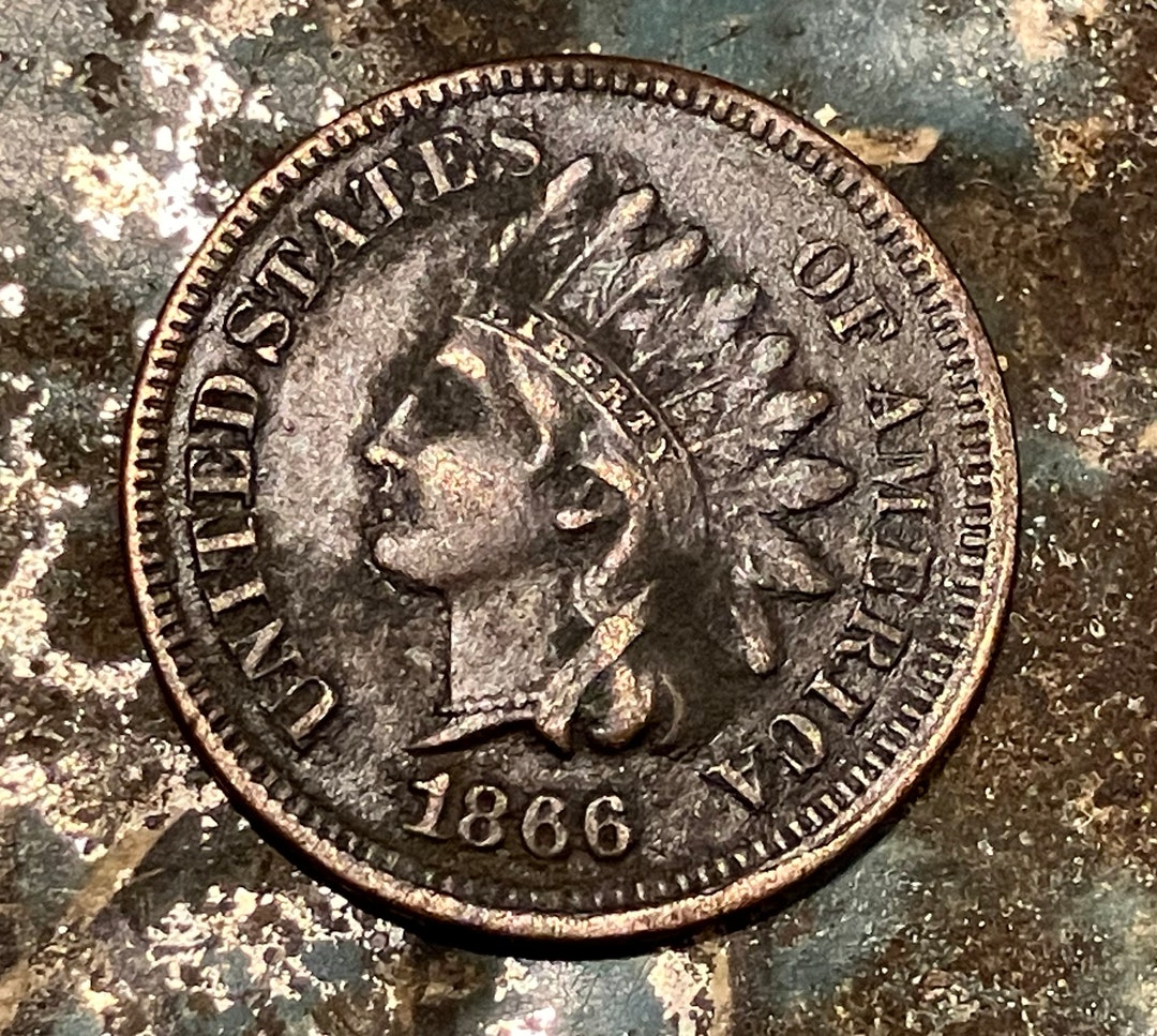 Authentic 1866 Indian Head Penny Small Cent Full Liberty Semi Key Date ...
