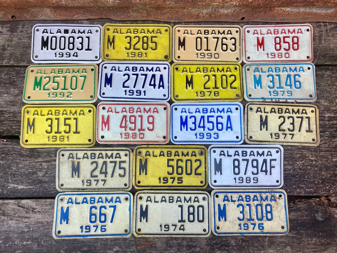 Choice of Alabama Motorcycle License Plate 1994, 1981, 1990, 1980, 1992 ...