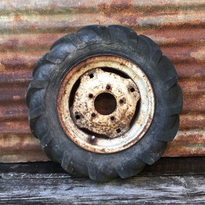 Antique Metal Wheel With Rubber Ag Tire Agricultural Tractor Wheel Old ...