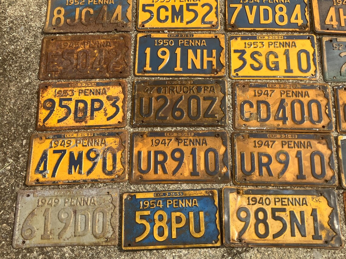 Choice of Pennsylvania License Plates 1930s, 1940s, 1950s Vintage ...