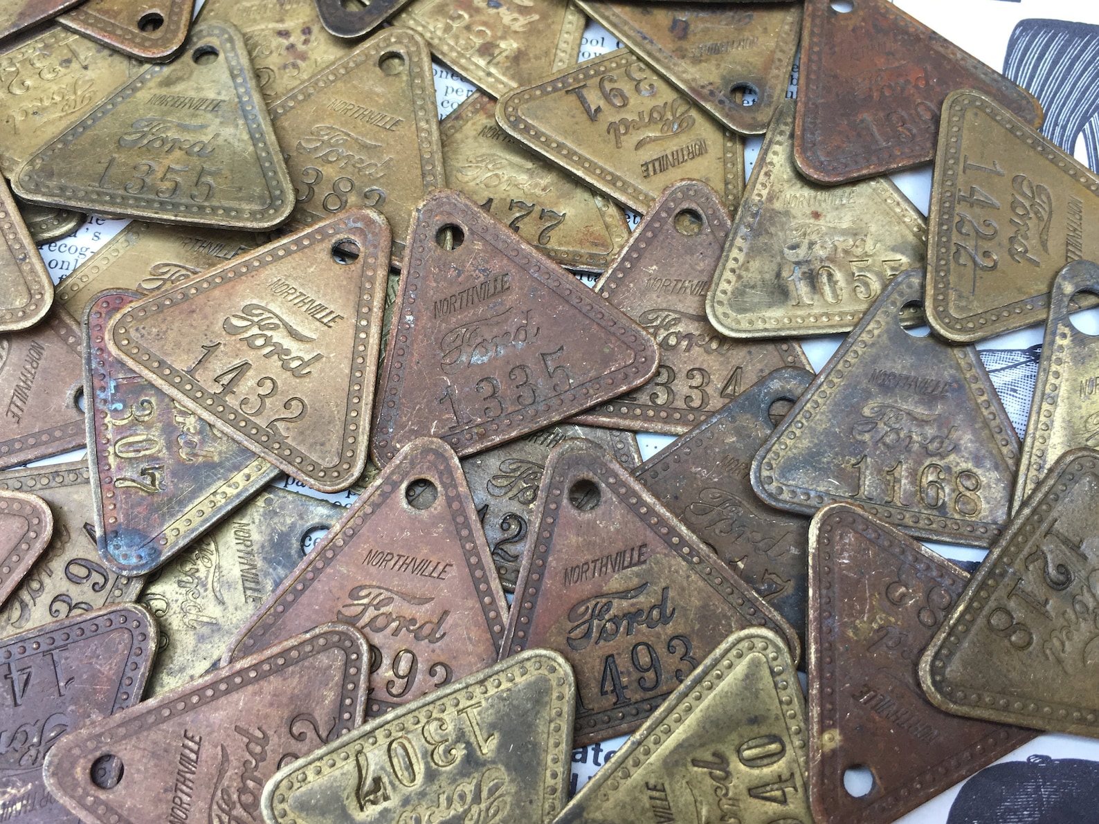 Price per Tag (1) Vintage Brass Tag Ford Motor Company Aged Northville ...