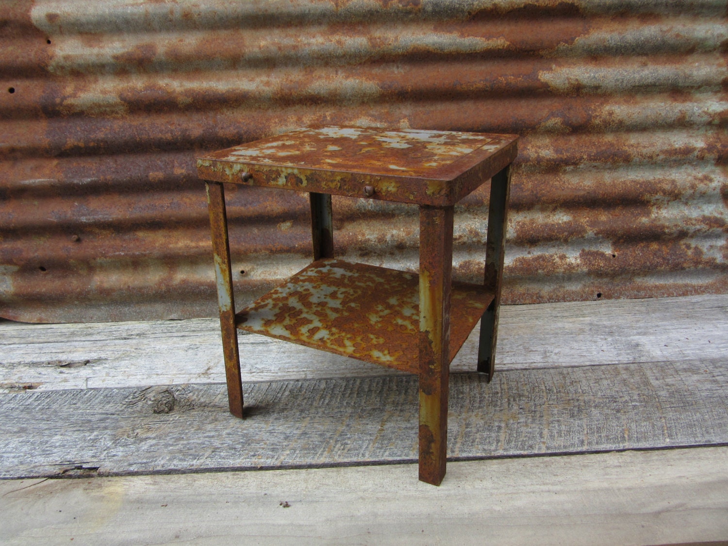 Vintage Industrial Table Heavily Rusted and Pitted Chipping | Etsy