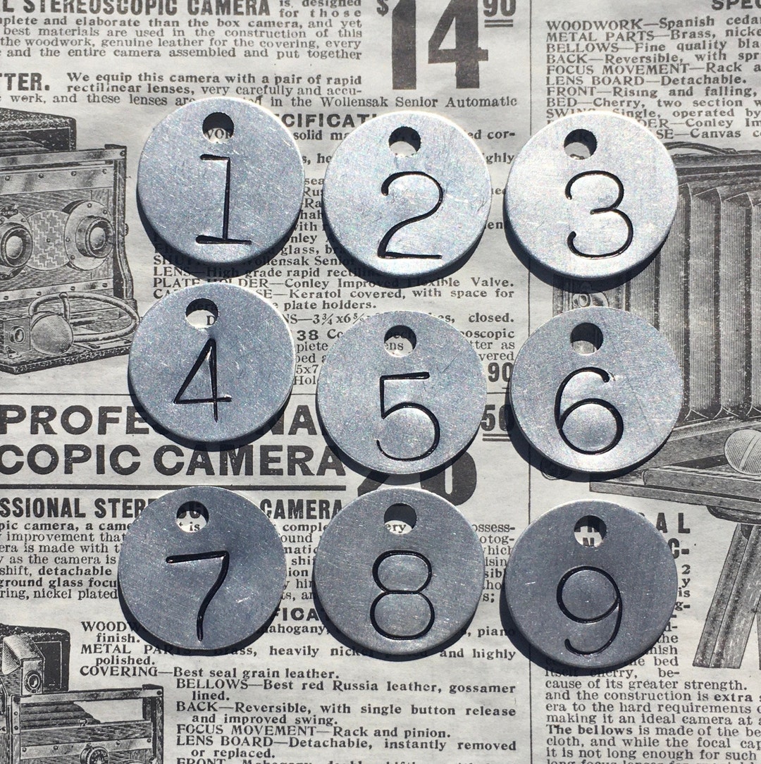 Choose Your Tag 1, 2, 3, 4, 5, 6, 7, 8 or 9 Vintage Style Metal Number ...