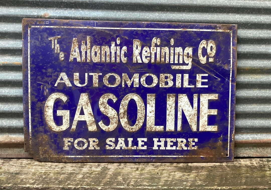 Atlantic Refining Sign Gas Station Pump Plate Oil Advertising Tin Sign ...